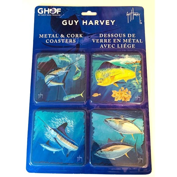 Guy Harvey | Dining | Guy Harvey Metal And Cork Coasters Set Of 4 ...